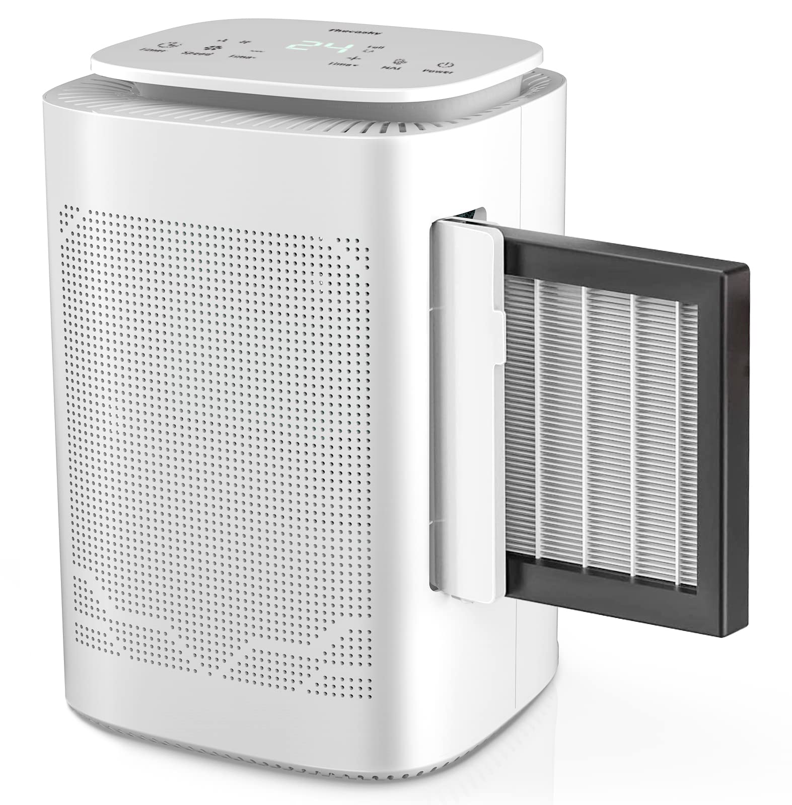 THECOSKY Dehumidifier and Air Purifier Combo,HEPA H13 Filter and Negative Air Ion Function,54oz(1.6L) Water Tank with Drain Hose,24hrs Auto-Off Timer,Idea for Bedroom,Bathroom,Closet,RV