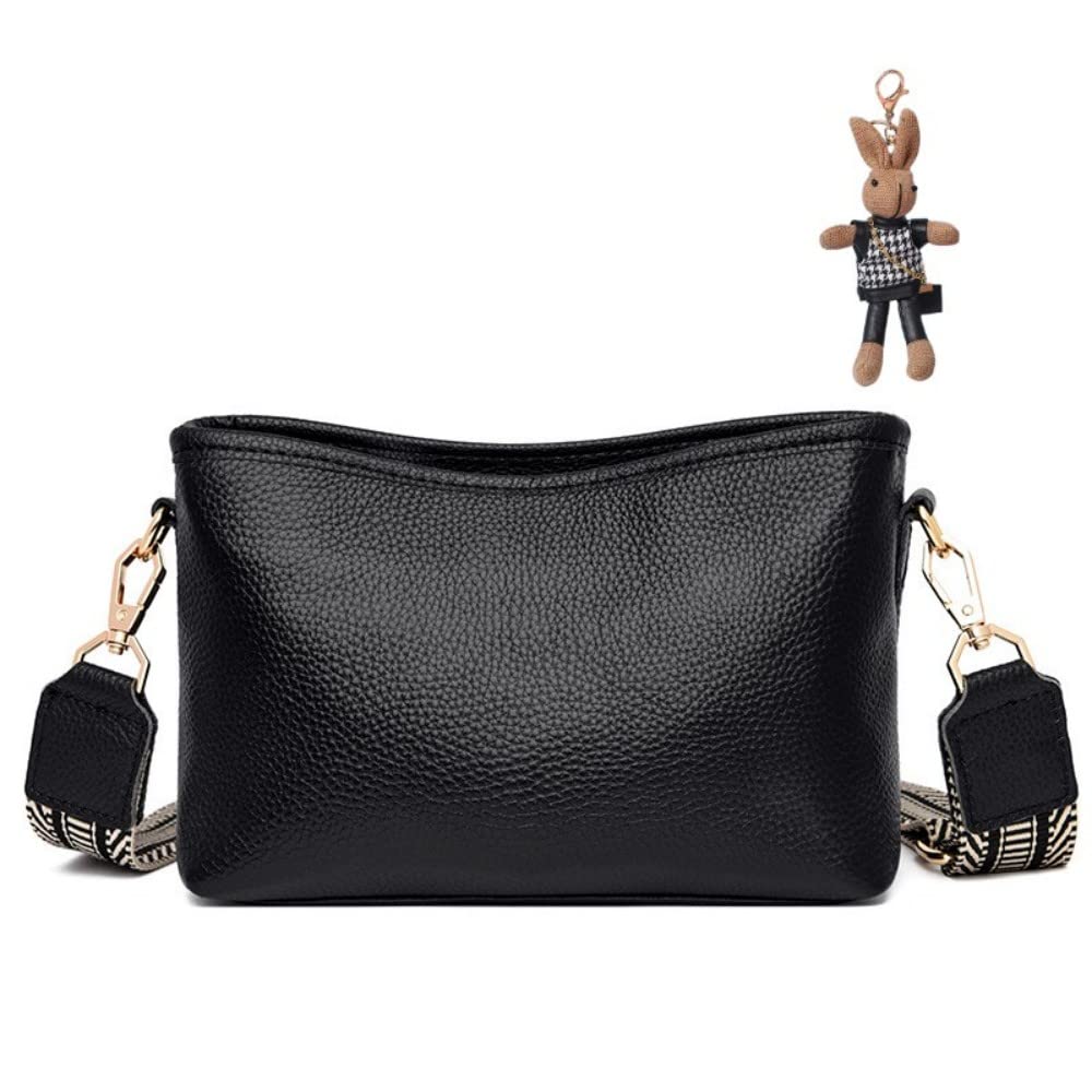 WITATAOGE Women's Small Vegan Leather Crossbody Bag w/Guitar Strap Shoulder Bag Hand Purses Phone Bags Wallet Saddle Bag (Black)