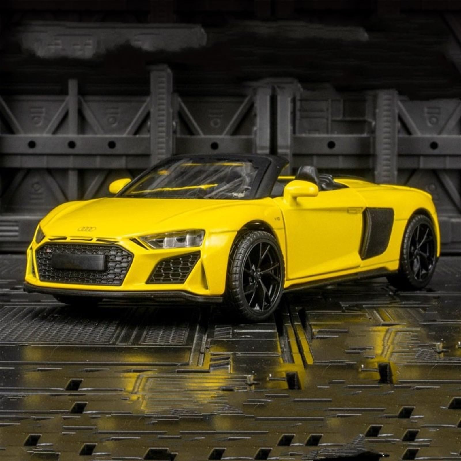ODAH 1:32 Suitable for Audi R8 V10 Alloy car Model Ornaments Convertible Supercar Metal Pull-Back Toys (Color : Yellow)