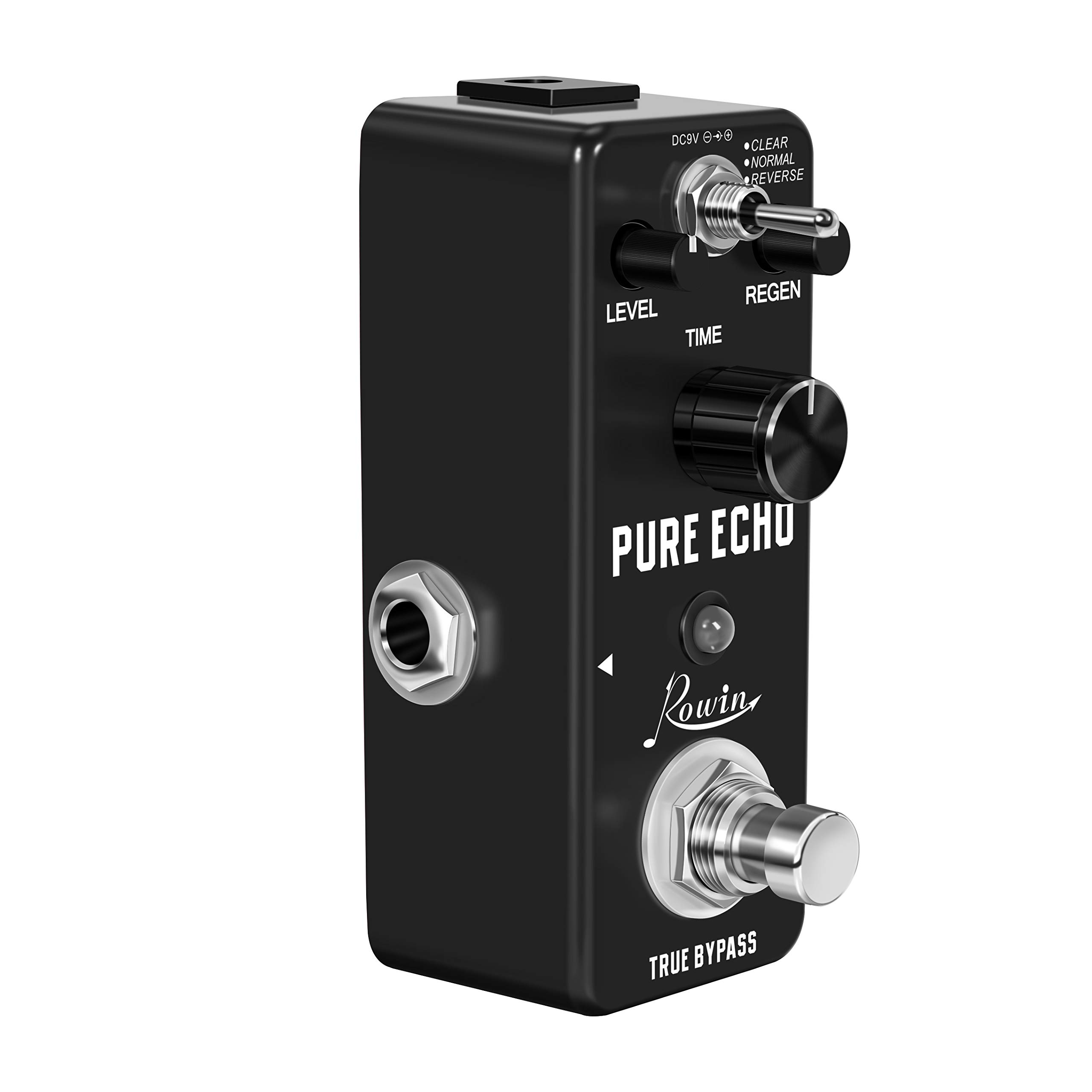 Rowin Pure Echo Digital Delay Guitar Effect Pedal with Clear/Normal/Reverse 3 Modes True Bypass Full Metal Shell