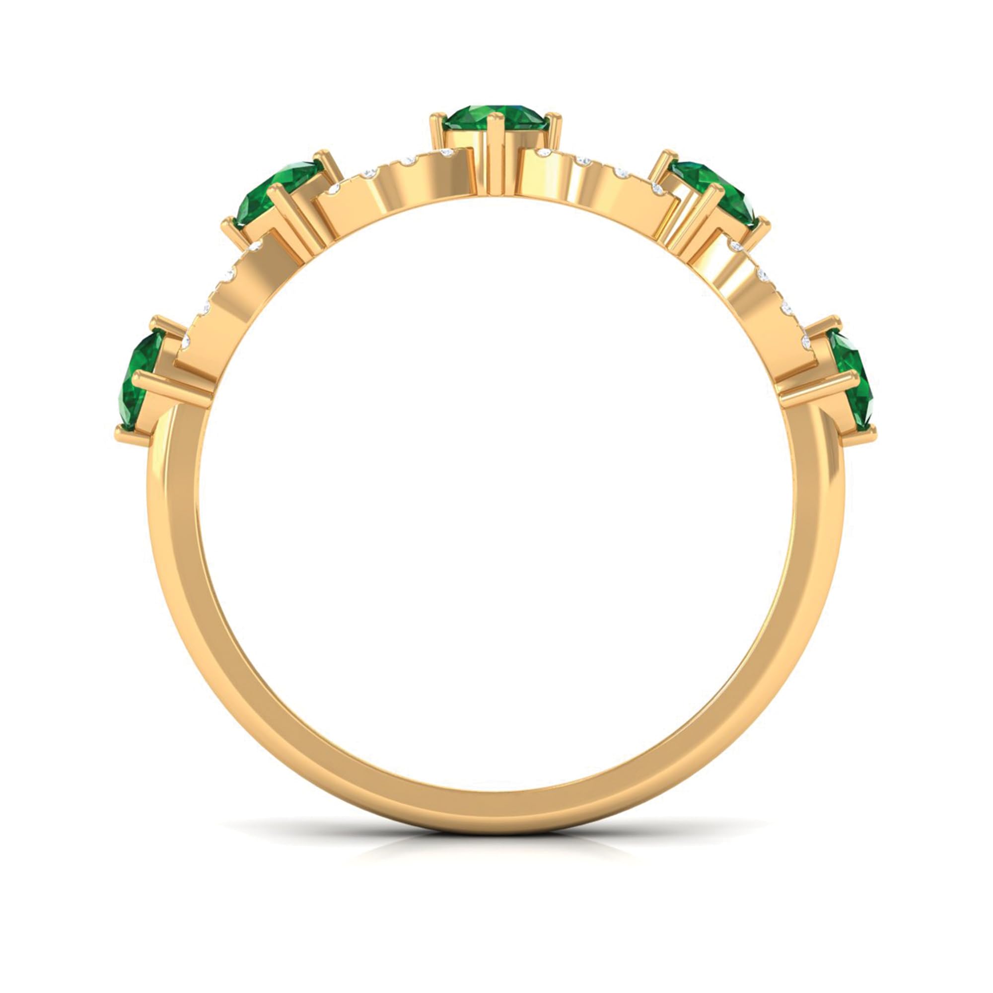 Rosec Jewels 1.5 ct Created Emerald and Diamond Bridal Eternity Ring in Gold for Women, Aaaa Quality, 14K Yellow Gold, Size:US 6.00