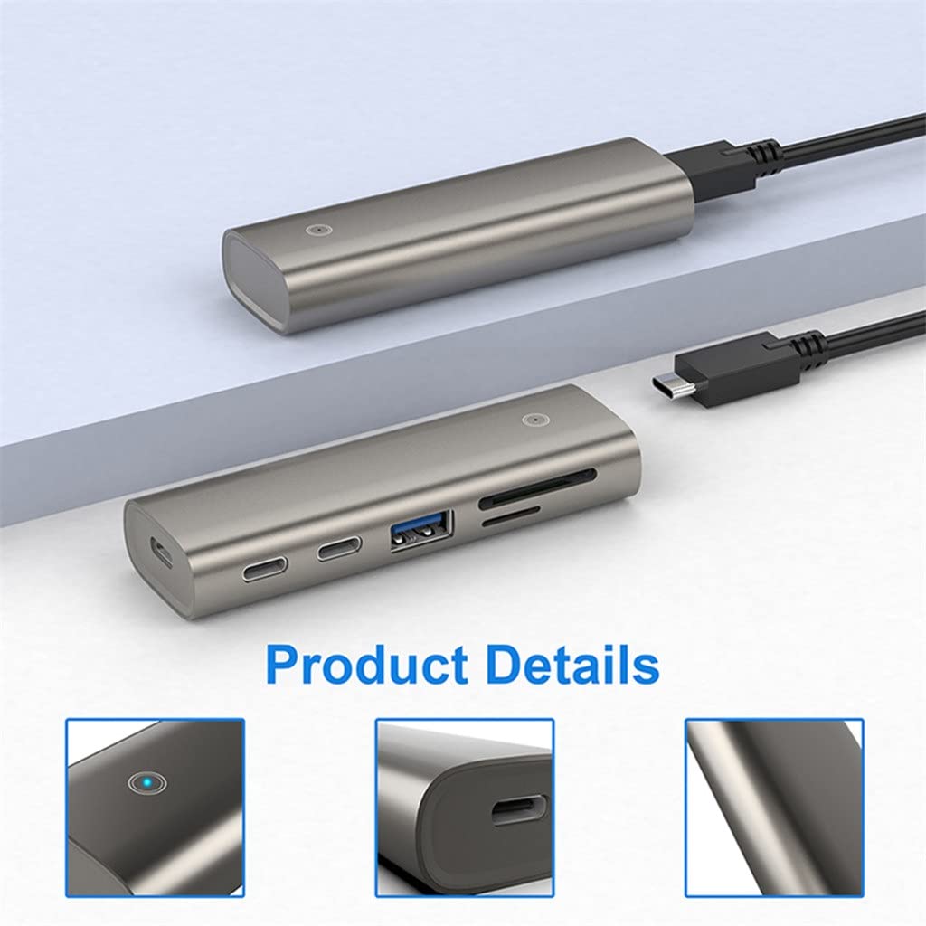 XXXDXDP 1 Multi Splitter Adapter USB Type C Dock Station for TF Card.HC463 10Gbps USB 3.1 Gen2 Hub 6 in