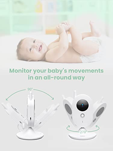 YOTON Portable 2.4" Baby Monitor YB01 with Camera and Audio, Auto Night Vision, 2-Way Talk,Temperature Monitor and 8 Lullabies VOX Mode,for Pet,Plug & Play