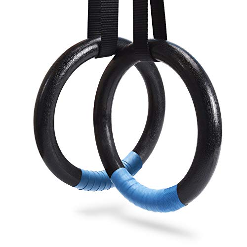 PACEARTH Gymnastic Rings 1100lbs Capacity + Numbered Gymnastic Ring Straps Replacemrent