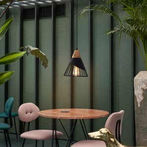 Mxsaoud Modern Black Pendant Light Over Kitchen Island, Adjustable Wood Hanging Light Fixture,Industrial Pendant Lighting for Dining Room,Living Room,Bedroom,Hallway,kitchen,Bar