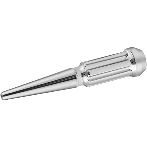 VEVOR M14x1.5 Spike Lug Nuts, 32 PCS Chrome Spiked Lug Nuts 14mmx1.5, 4.4" Tall Closed End Acorn Wheel Lug Nut w/ 1 Socket Key, Compatible with Chevy Silverado 1500 2500 3500, Ford GMC Sierra, Silver