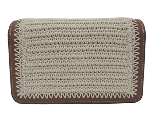 Tory Burch 136147 Britten Crochet New Ivory Off White Tan Leather With Gold Hardware Women's Crossbody Bag