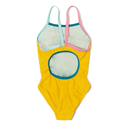 Speedo Girls' Standard Swimsuit One Piece Thin Straps, Radiant Yellow, 8 Big Kid
