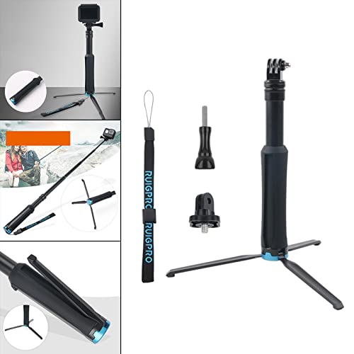 Ronyme Portable Selfie Stick Tripod Stand Extension Pole for Action Cameras - with Long Screw