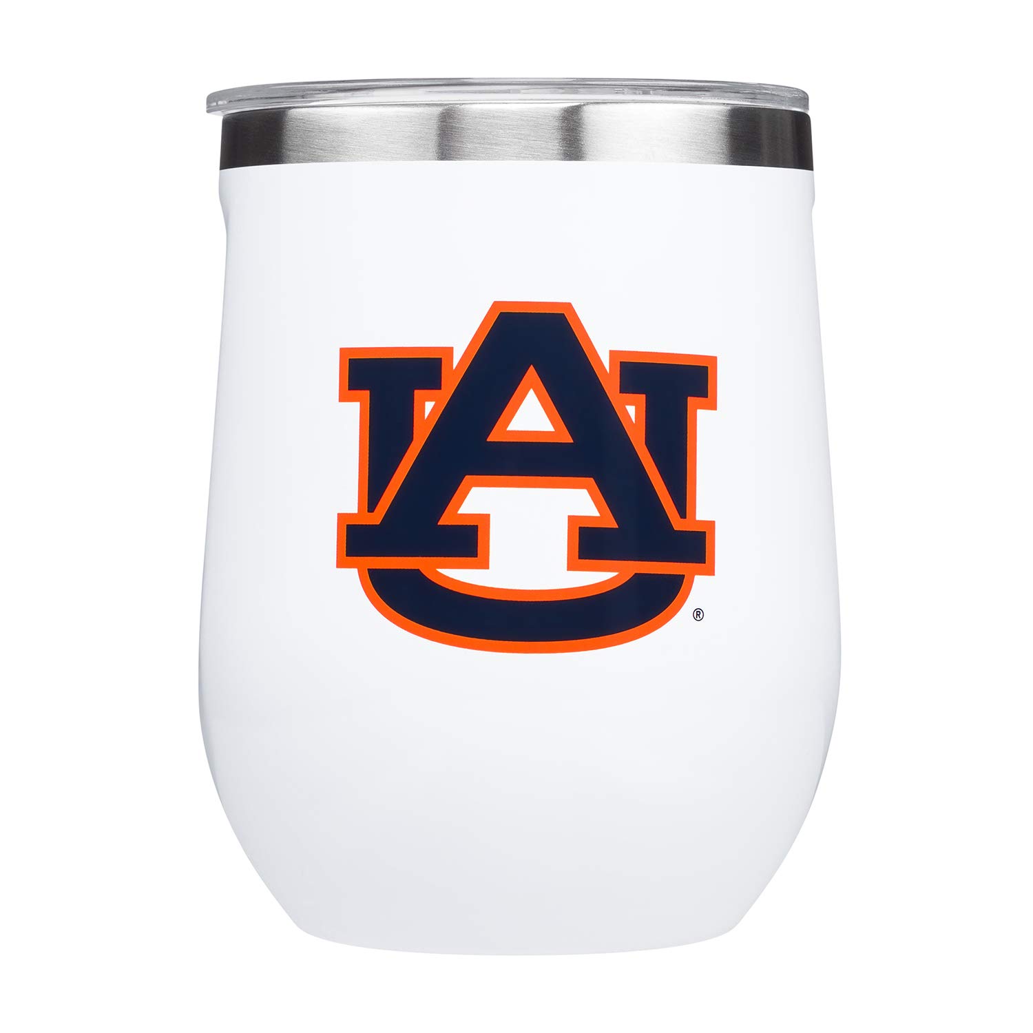 Stemless - 12oz NCAA Triple Insulated Stainless Steel Stemless Wine Glass, Auburn Tigers, Big Logo