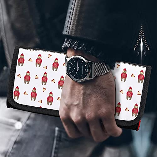 Sloth in Sweater Carrying Case Storage Holder Bag Printed Handbag for Switch Console Game and Slots Cards Accessories