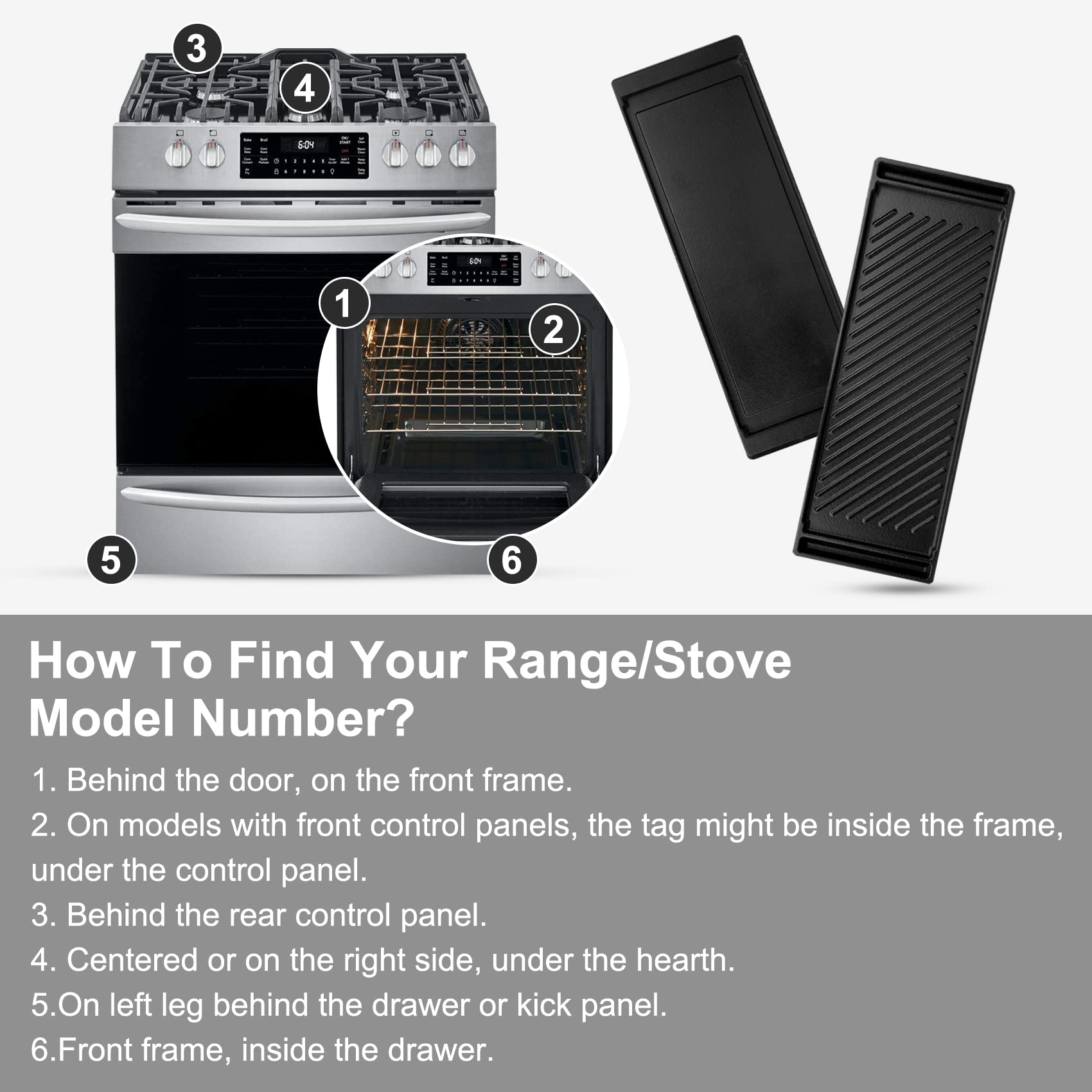 Upgraded DG61-00859A Griddle Compatible With samsung Stove Parts Top Griddle Plate,AP5957987 4011077 PS10063201 Heavy Duty Cast Iron Reversible Griddle/Grill Combo(Not Universal)-1 Year Warranty