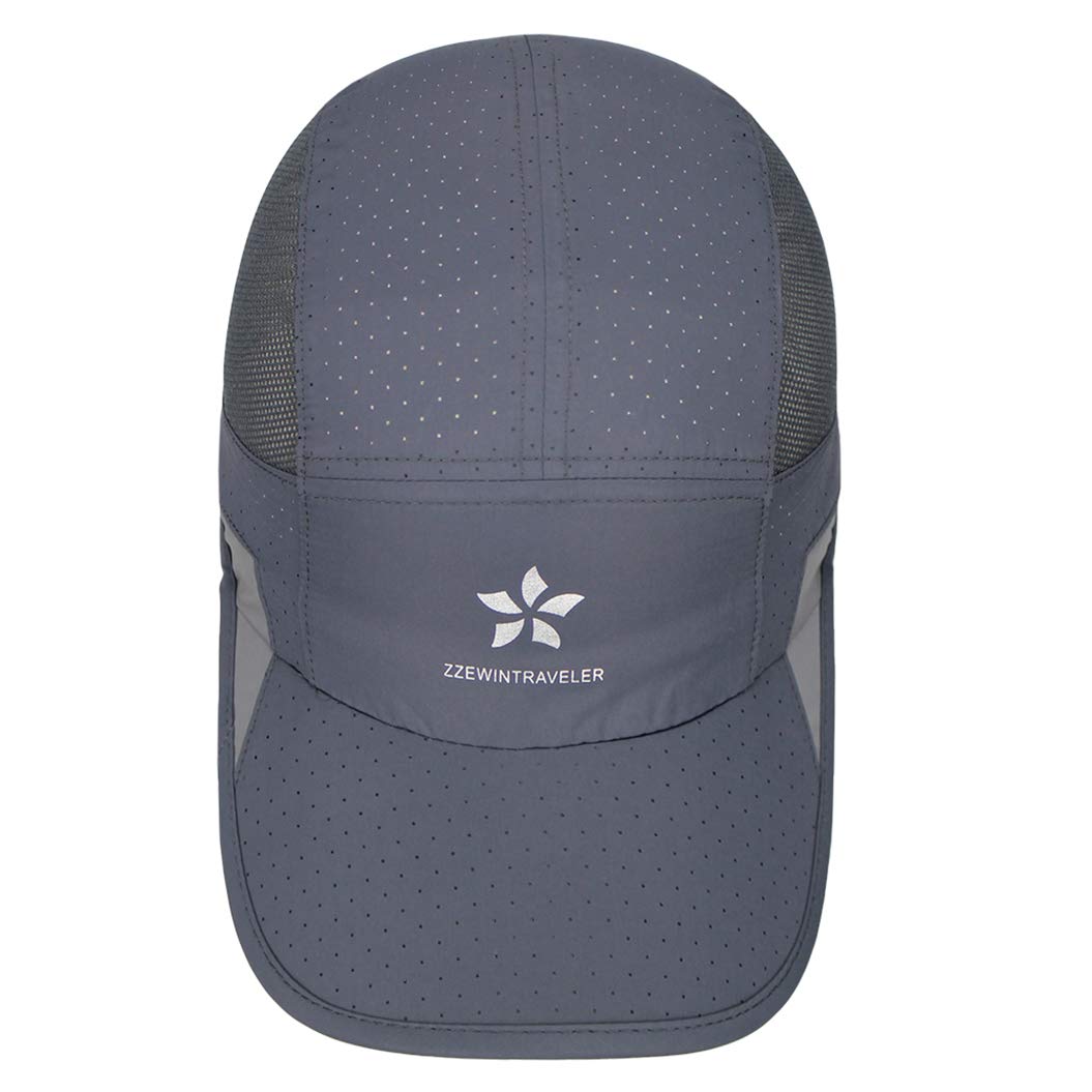 Reflective Running Cap Quick Drying Sports Hats Lightweight Breathable Unstructured Soft Baseball Cap Unisex (Dark Grey, Classic)