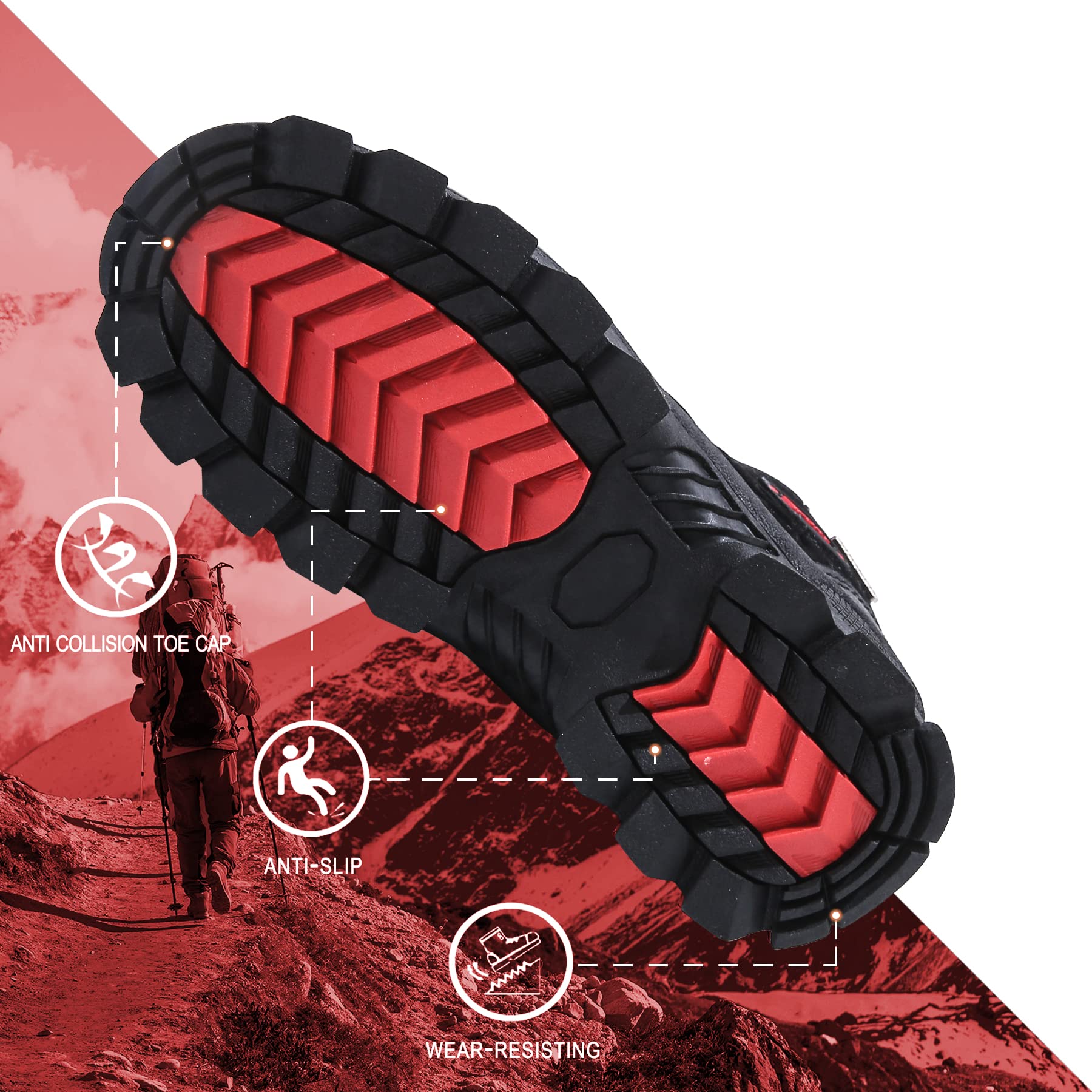 SPUKEP Women Hiking Boots Waterproof Mid Work Shoes Lace Up Suede Leather Walking Trekking Mountain Outdoor