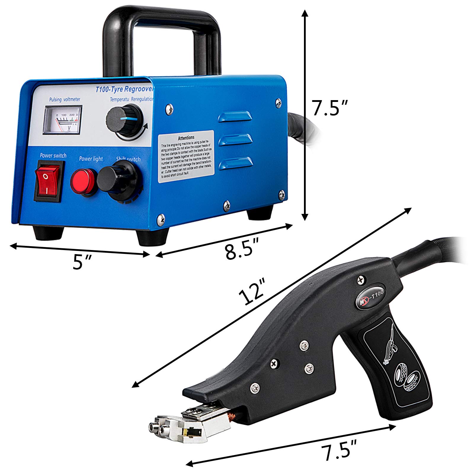 VEVOR Tire Grooving Tool, 110V 350W Iron Tire Groover Cutter with 20 Blades, HSD-T100 Tire Groover Heated Machine for Any Tires