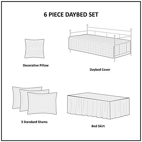 Madison Park Quebec Daybed Size Quilt Bedding Set - Ivory , Damask β 6 Piece Bedding Quilt Coverlets β Ultra Soft Microfiber Bed Quilts Quilted Coverlet, Quebec Cream, 75"x39"