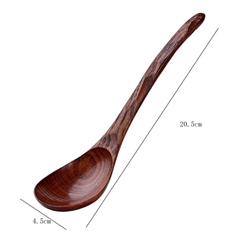 MEGIMA Spoons, Kitchen Wooden Spoon Fork Kitchen Cooking Utensil Tools Soup Teaspoon Tableware Practical Soup Spoons Kitchen Accessories (Color : B)