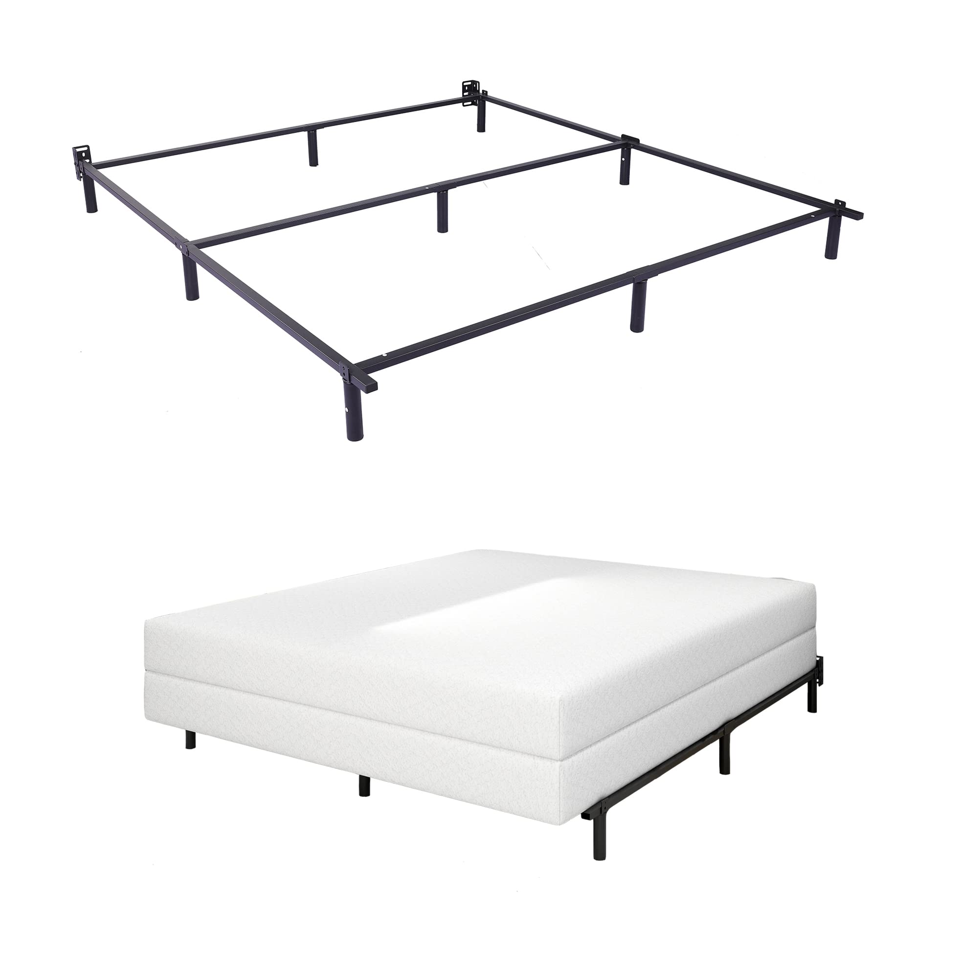 Nightell 7 Inch Metal Platform King Bed Frame,Bed Base for Box Spring,Non-Slip,Easy Assembly,Heavy Duty King Size Bed Frame Black