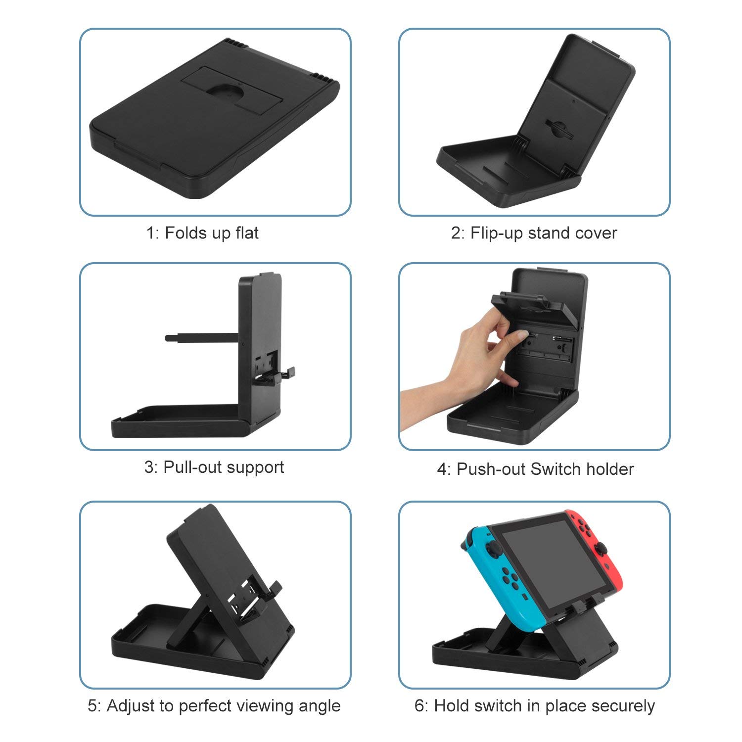 Nintendo Switch Stand for Nintendo Switch Compact Foldable Multi Angle Holder Play Stand Compatible with Nintendo Switch Switch Lite IPad IPhone Samsung Galaxy Tab Android Phones Tablets E-Reader