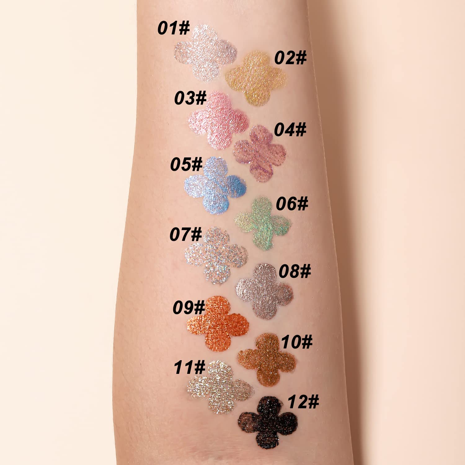 YOUNG VISION Liquid Glitter Eyeshadow, White Metallic & Shimmer & Glow Shades,Quick-Drying, Waterproof, Non-sticky,0.17 Fl Oz