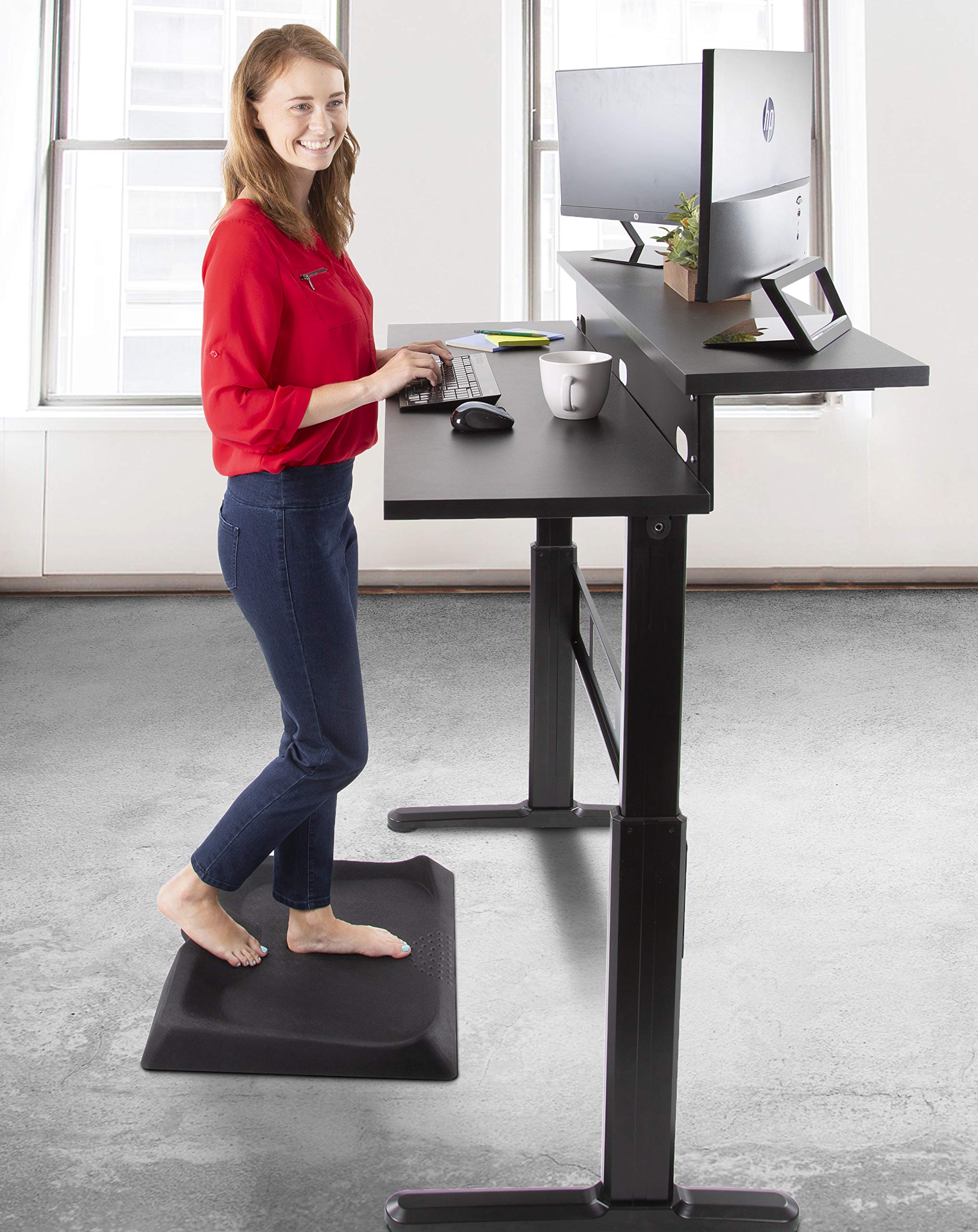 Stand Steady Mountain Mat | Anti Fatigue Mat for Active Standing | Ergonomic Standing Mat with Raised Gel Foam Padding for Calf & Arch Support | Massage Floor Mat for Standing Desk (27x21in/Black)