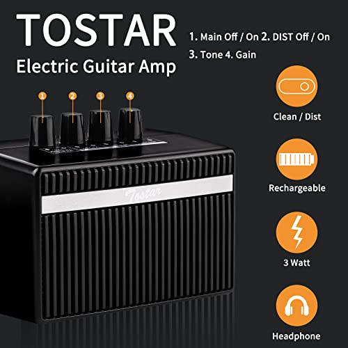 TOSTAR Electric Guitar Kit, 39 Inch Solid Right Hand Guitar Electric for Beginners with Amp + Straps + 4*Guitar Picks + 6*String Set + Tuner + Cable + Electric Guitar Bag (Sunburst)