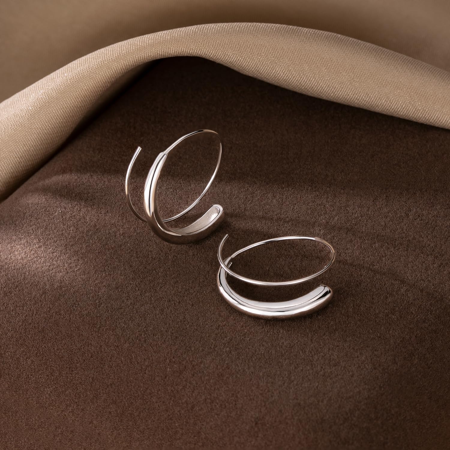SLUYNZ 925 Sterling Silver Wire Threader Drop Earrings Hoop for Women Teen Girls 2.2CM Spiral Hoop Earrings Pull Through Earrings (A-Silver1)