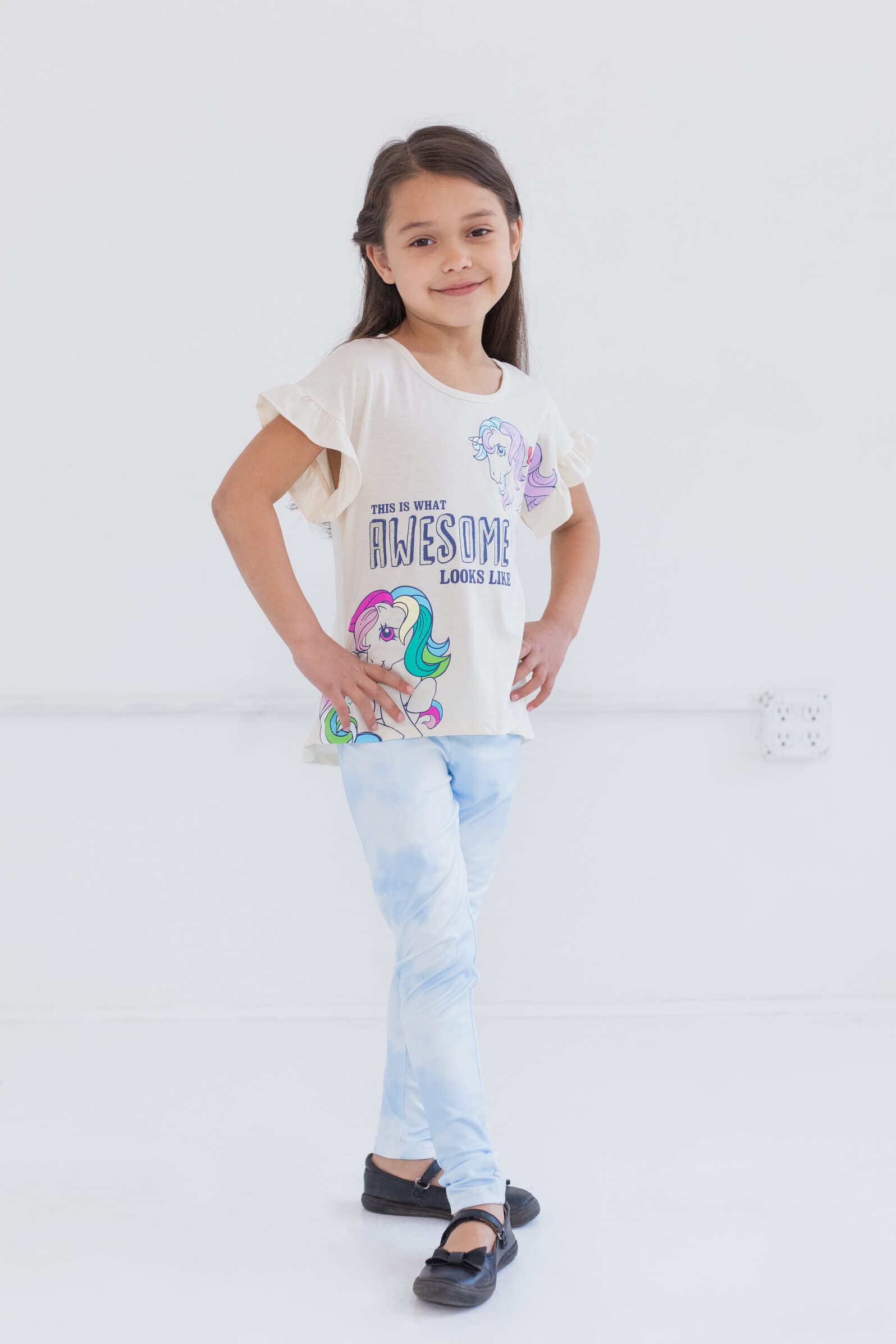 My Little Pony Skydancer Glory Big Girls Ruffle T-Shirt Legging Set White/Blue 14-16
