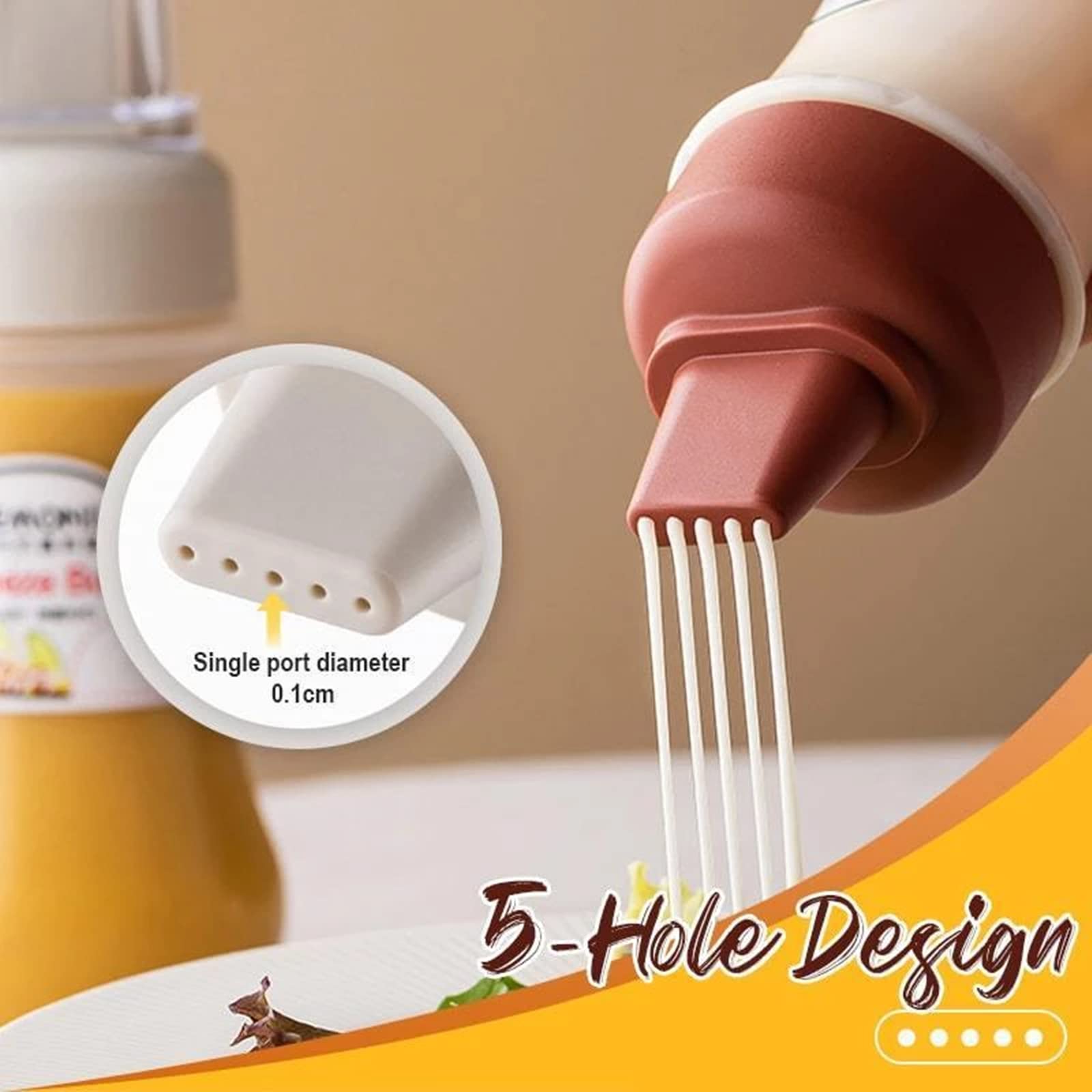 TOKLYUIE Condiment Squeeze Spray Bottles, 3 Pcs Measurable Condiment Squeeze Bottles, 350ml with Dust-proof Cover Porous Squeeze Sauce Bottle, Kitchen Ketchup Salad Bottle, Sauce Bottle (Multicolor)