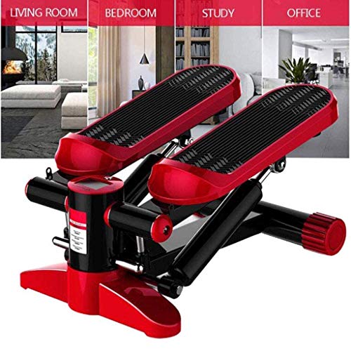 The Mini Hydraulic Stepper is Very Quiet at Home, use The Rope to Pull The Workout for The Stepper Fitness Training Workout, Step up and Down with Multifunction Display, red