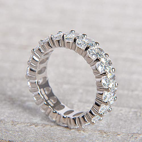NYC Sterling Women's .925 Silver Cubic Zirconia 5x3mm Oval-Cut Eternity Band Ring (sterling-silver, 8)