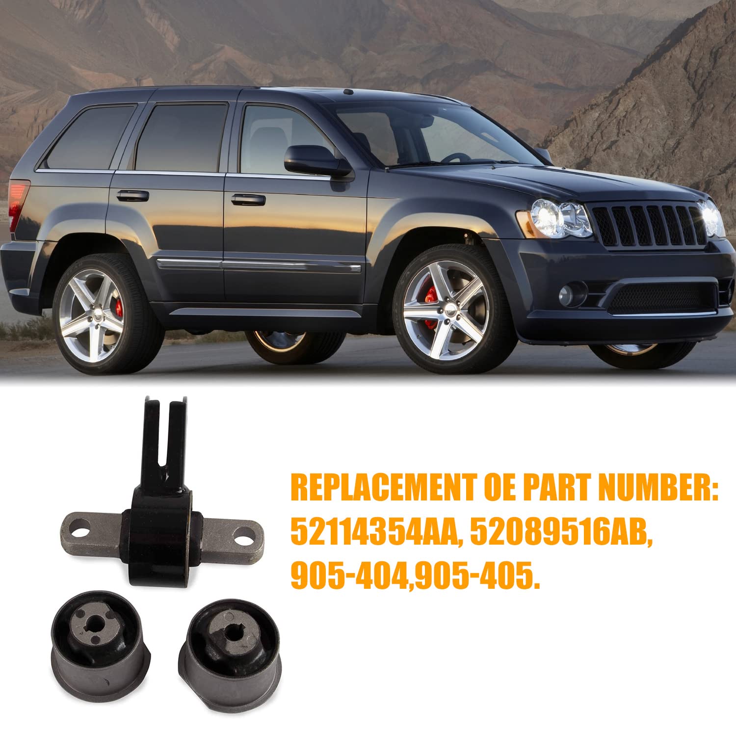 RANSOTO Front Differential Mount With 1 Front Axle Mount & 2 Front Axle Bushing Compatible with 2005 2006 2007 2008 2009 2010 Jeep Grand Cherokee Commander Replaces 52114354AA 52089516AB