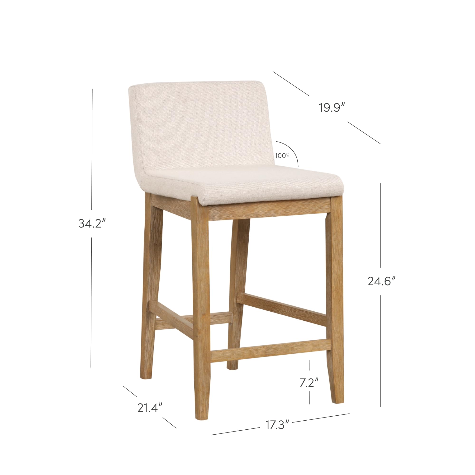 Nathan James Gracie Modern Dining Chair, Upholstered Accent Dining Chair, Natural Flax/Light Brown, Set of 4