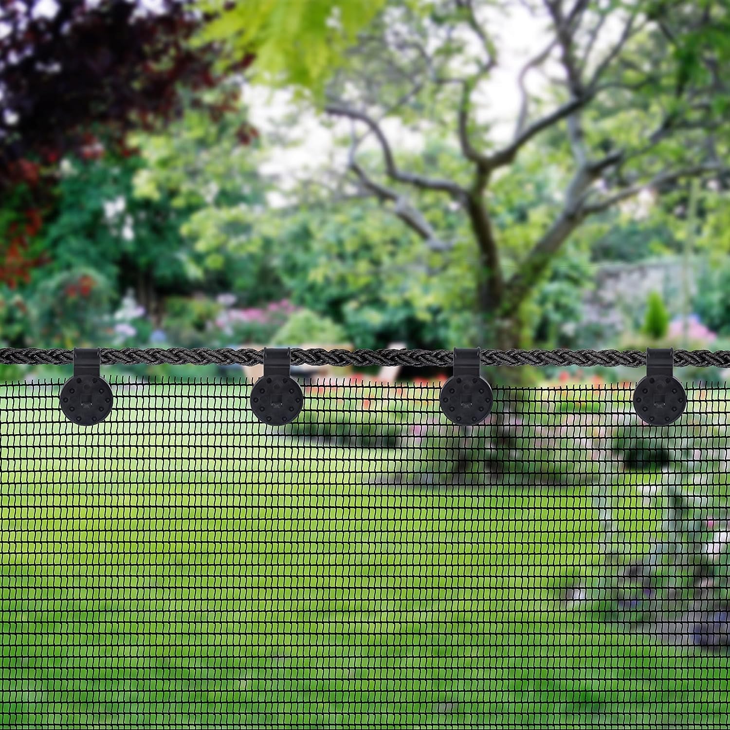 XSHANG 50Pcs Mesh Shade Cloth Clips, 2024 New Shade Cloth Lock Grip, Round Shade Plastic Black Clips for Outdoor Garden Netting, Anti Bird Net, Sun Shade Net, Patio Accessories (Black 50pcs)