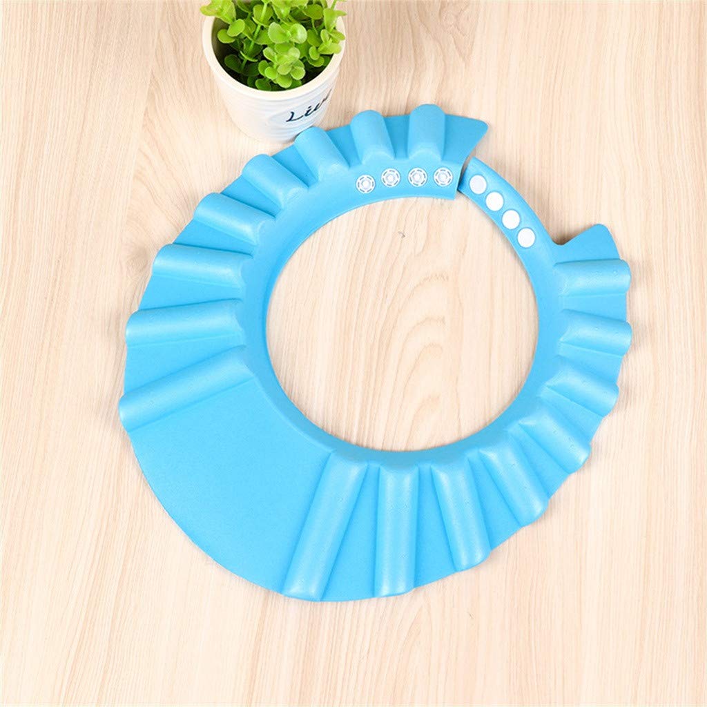 vhshppy Baby Shower Cap Silicone Bathing Hat, Adjustable Shower Cap Infants Soft Protection Hat Safety_Visor Cap Hat for Toddler Kids, Blue, as shown
