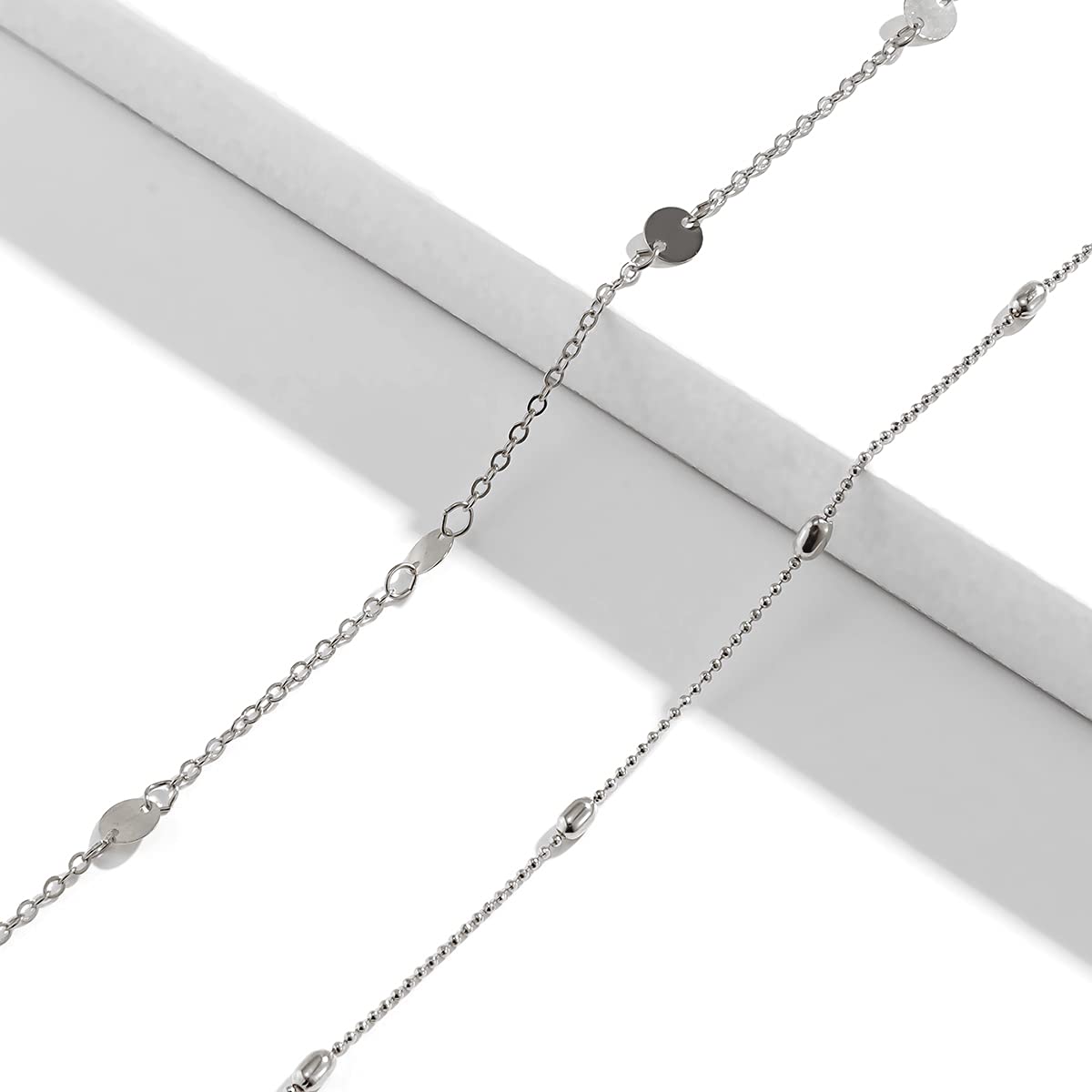Simple Shiny Sequins Belly Chain Layered Body Chain Jewelry for Women Girls Summer Beach Bikini Accessories (Silver)