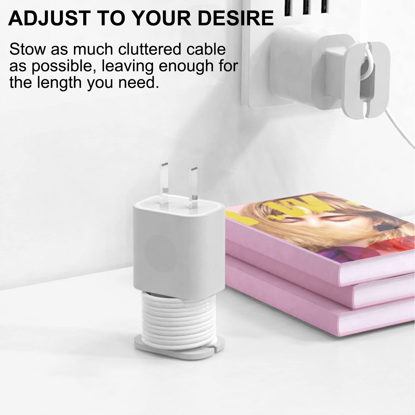 Yebowe 2 in 1 Silicone Charger Protector, 4Pcs 18W/20W Charger Winder for iPhone Charger, Anti-Break Data Cable Winder Organizer Protective Cover Suitable for 11/12/13/14 Charger