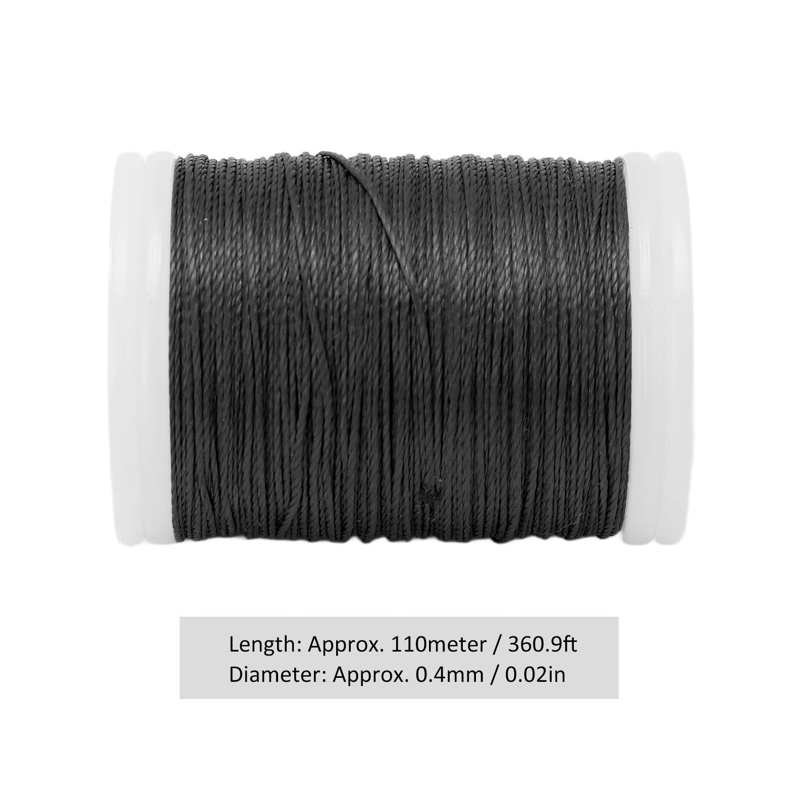 SUNGOOYUE Archery Bow String Serving Thread,Bowstring Serving Material,for Tying Peep Sight Nock Maintenance Accessory 110m(Black)