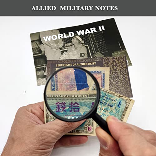WWII German Third Reich Collection - 100 Reichsmark Note + 10 Reichspfennig Coin + 2 Stamps from Bohemia. Certificate of Authenticity Included