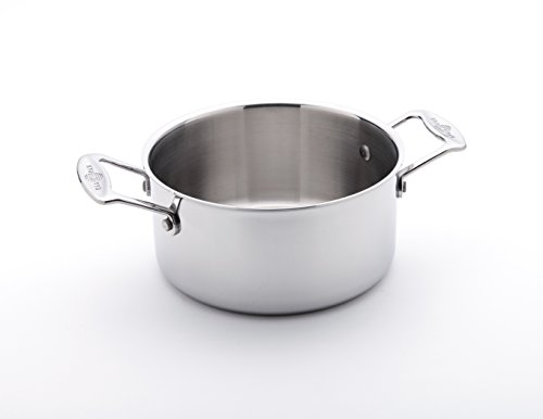 USA Pan Cookware 5-Ply Stainless Steel 3 Quart Stock Pot with Cover, Oven and Dishwasher Safe, Made in the USA, Silver