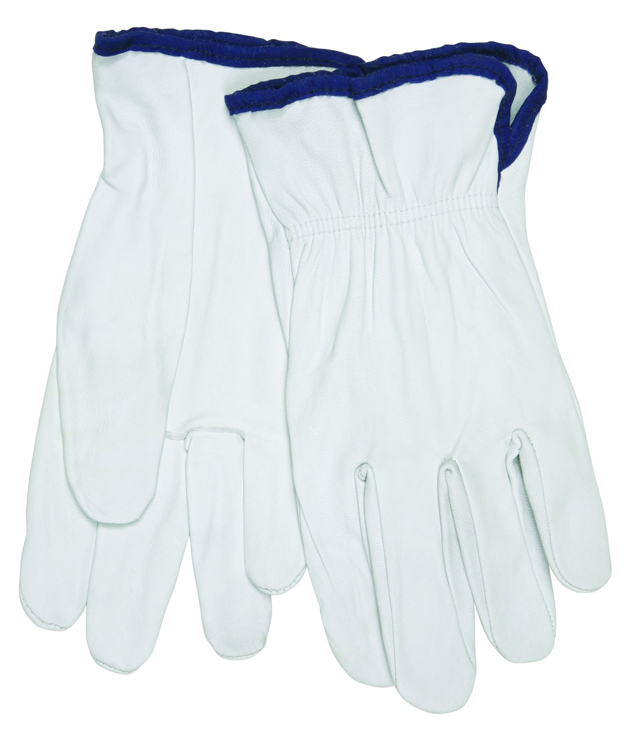 MCR Safety 3601M Premium Grain Goatskin Driver Gloves with Straight Thumb, White, Medium