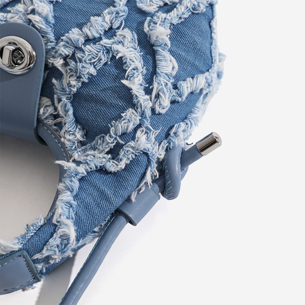 Women Small Shoulder Bags Quilted Crossbody Distressed Jean Denim Purse Clutch Handbag 43