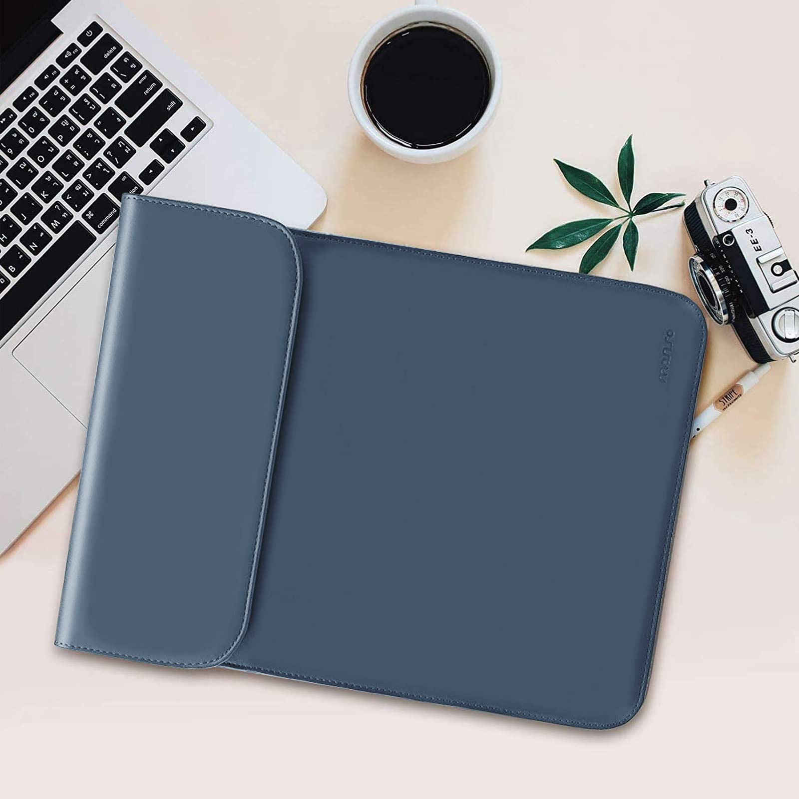MOSISO Laptop Sleeve Compatible with MacBook Air 13 M3 A3113 M2 A2681 M1 A2337 A2179 A1932/Pro 13 M2 M1 A2338 A2251 A2289 A2159 A1989 A1706 A1708, Faux Suede Leather Case with Small Bag, Peacock Blue