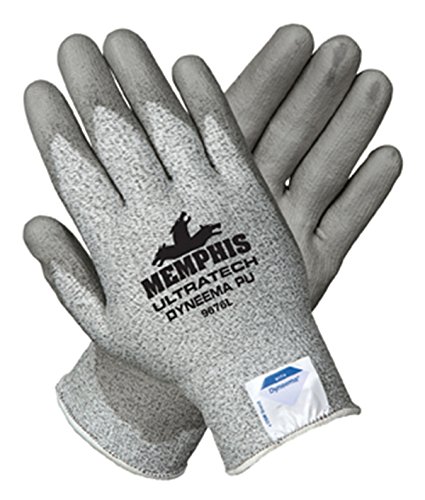 MCR Safety 9676L UltraTech Dyneema 13-Gauge PU Coating Washable Gloves, Salt and Pepper, Large, 1-Pair