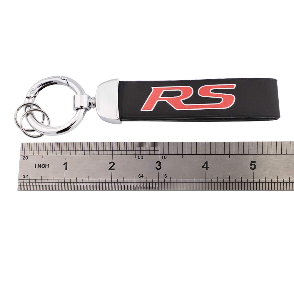 RS Keychain Stylish Removable Metal Leather Rubber Keychain Wristlet Key Chain Fob