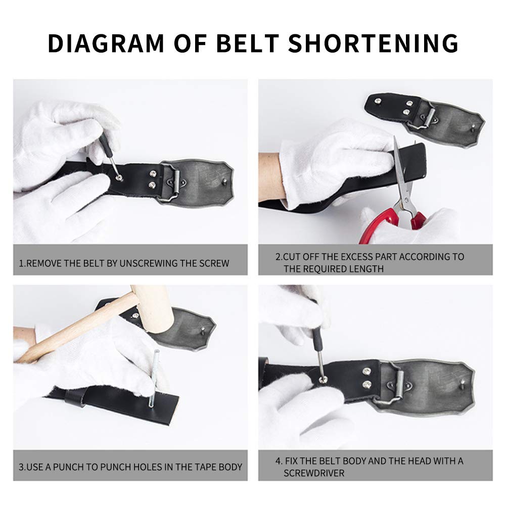 Moolecole Fashion Men Skull Head Leather Buckle Belt Waist Band Jeans Decorative Punk Belt Black