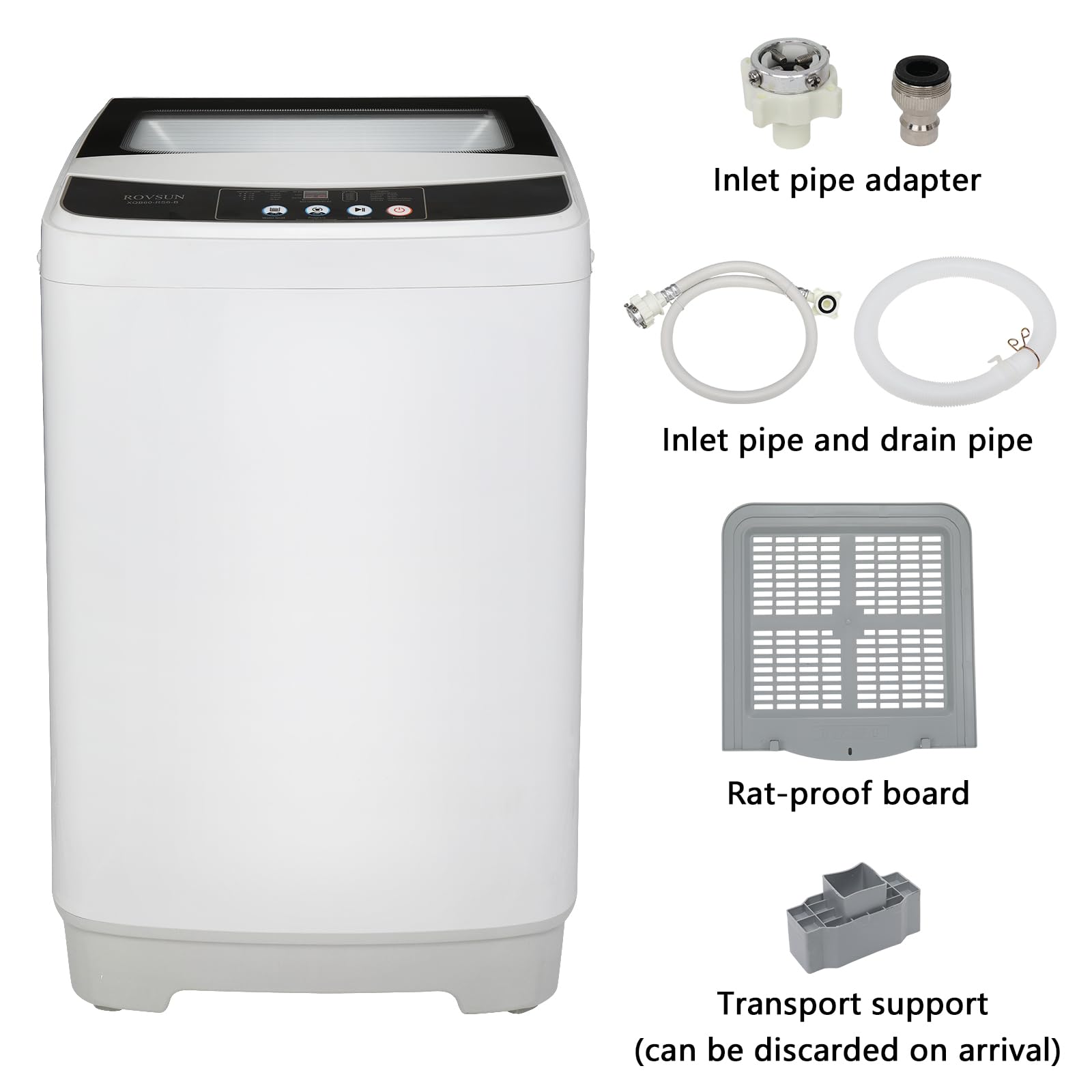 ROVSUN 13lbs Portable Washing Machine with Drain Pump, 1.32cu.ft Full-Automatic Washer with 10 Programs 8 Water Levels, Perfect for Apartments, RVs and Dorm