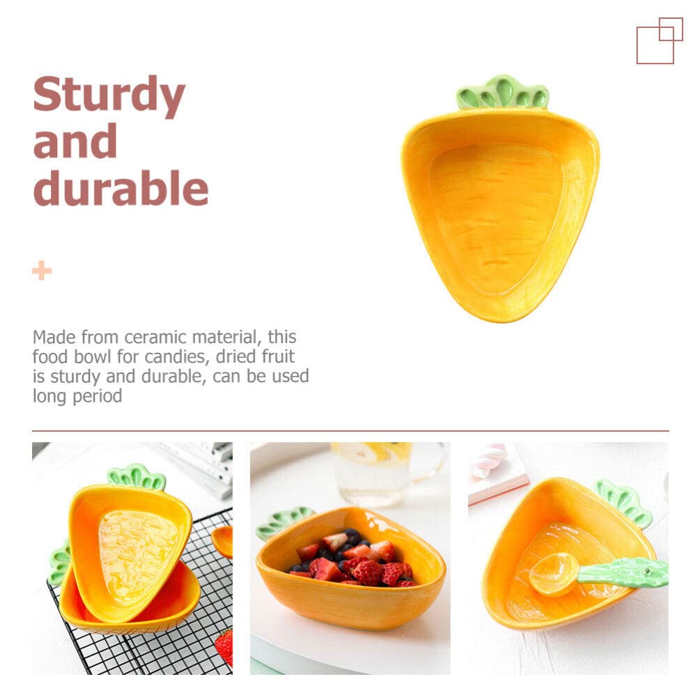 SHERCHPRY Carrot Shaped Ceramic Serving Dish Cute Cartoon Ceramic Bowls Rice Bowls Salad Bowls Soup Bowls Saucer Candy Nut Dish Easter Decorations