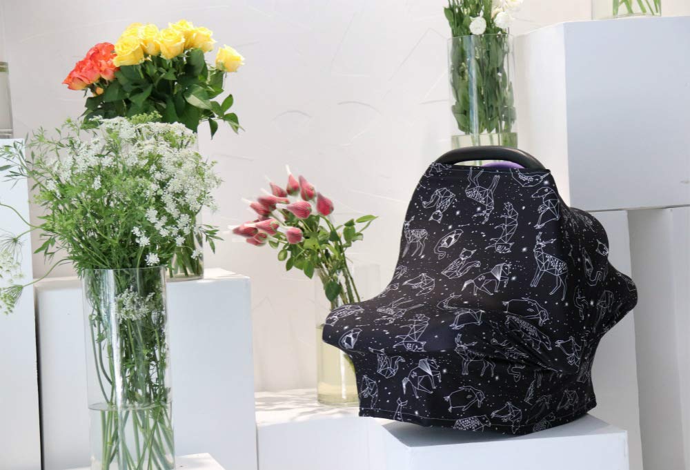 Multi-Use Carseat Canopy, Stretchy Car Seat Cover, Breastfeeding Nursing Cover (Constellation).