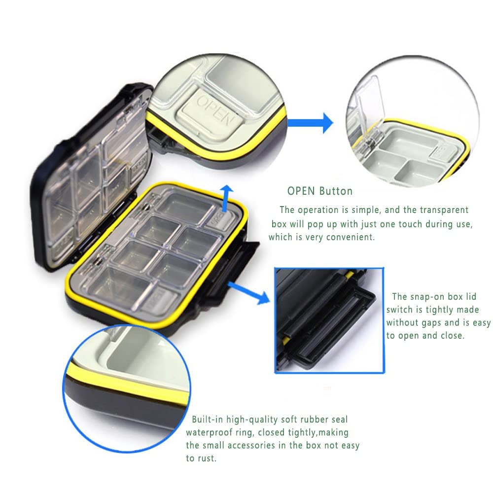 TKFDC 12 Compartments Plastic Fishing Box Bait Two-Color Fishing Tackle Boxes Fish Lures Hooks Storage Accessories (Color : E)